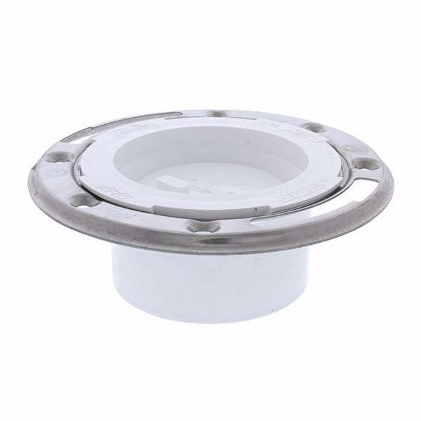 3" x 4" PVC Closet Flange with Stainless Steel Ring and Knockout