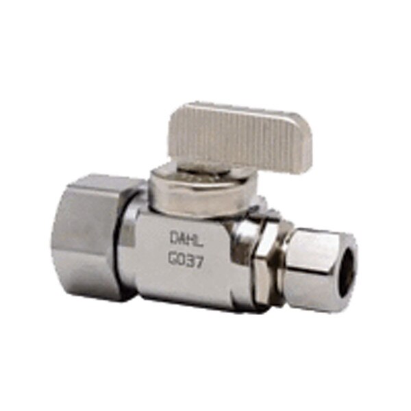 Dahl mini-ball™ Straight Supply Stop - 1/4 Turn, 1/2" X 3/8" Comp.
