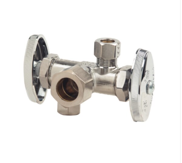 BrassCraftÂ® Dual Stop Supply Stop - 1/2" x 3/8" x 3/8"